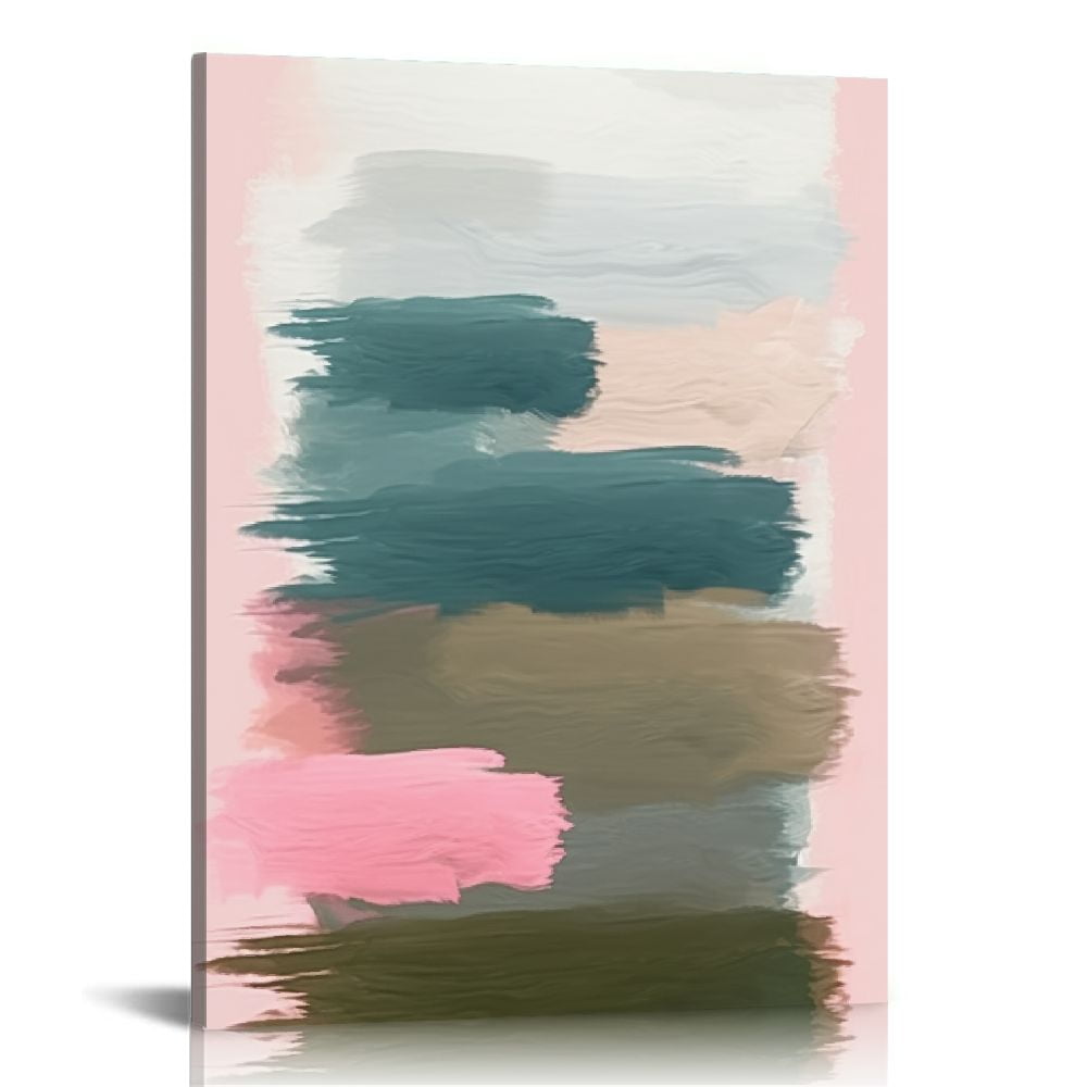 COMIO Abstract Canvas Wall Art Set - Framed Watercolor Block Array ...