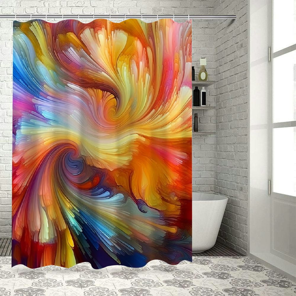 COMIO Abstract Colored Shower Curtain for Bathroom White - Walmart.com