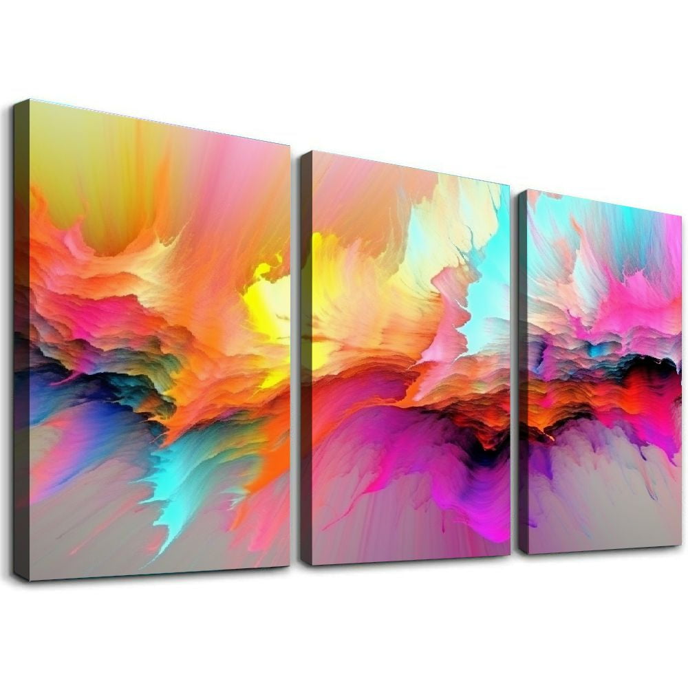 COMIO Abstract Colorful Pink Cloud Canvas Painting Modern Wall Art ...