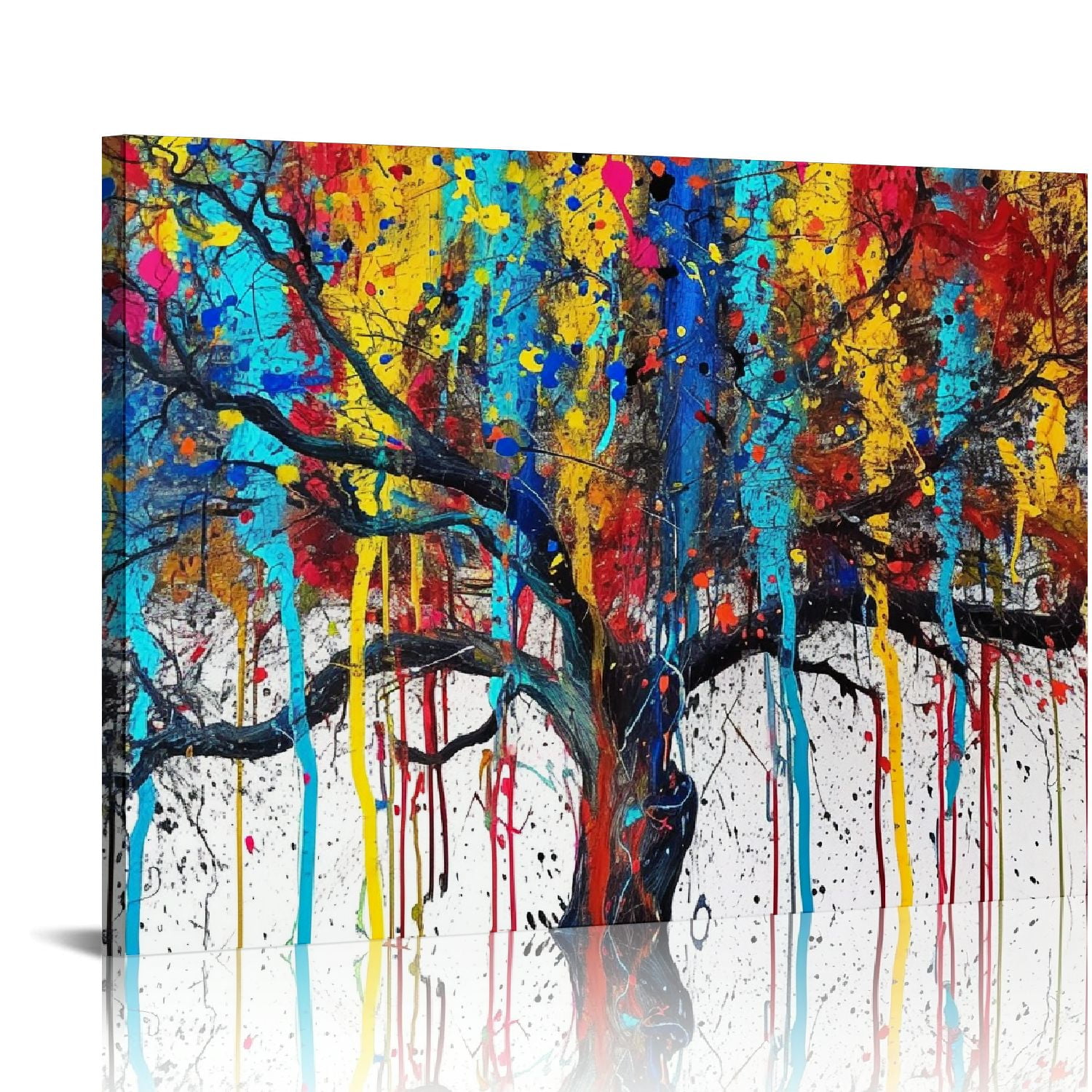 COMIO Abstract Colorful Tree of Life Painting Canvas Wall Art Big Tree ...