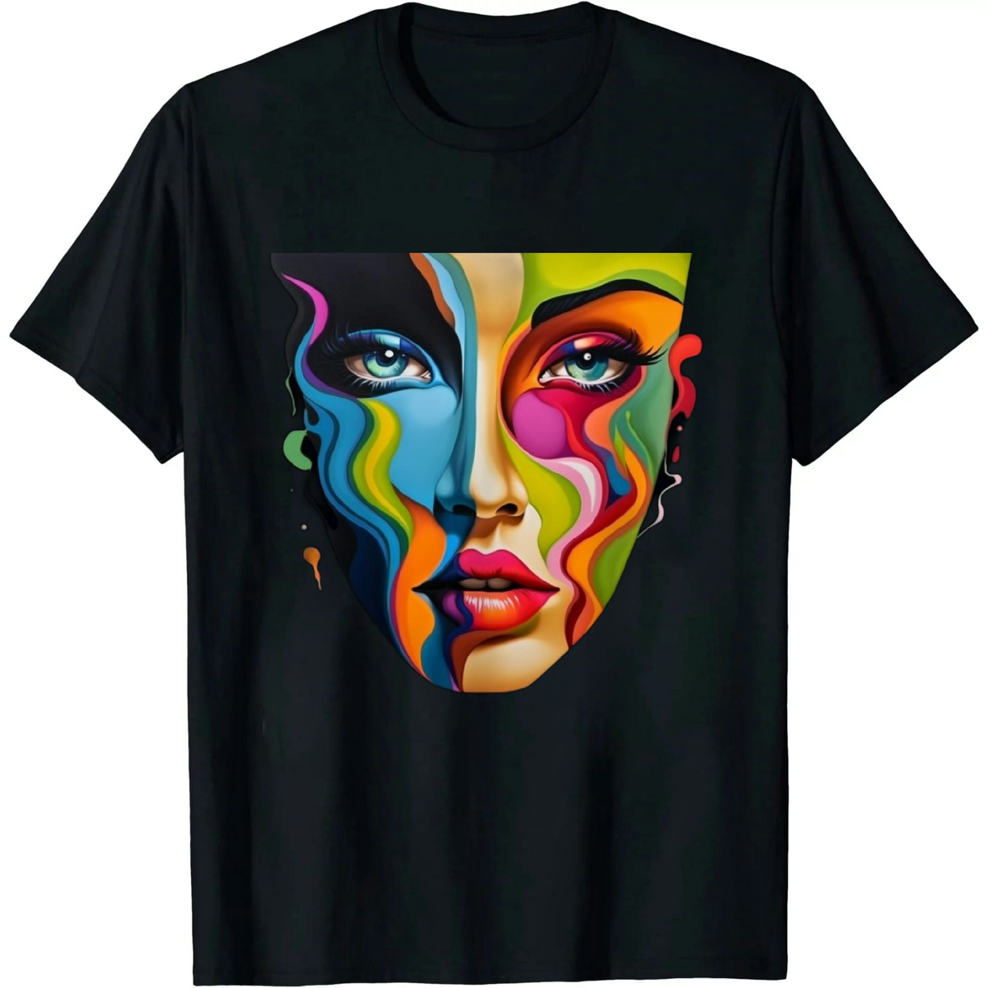 COMIO Abstract Colorful Woman Art Face T-Shirt - Walmart.com