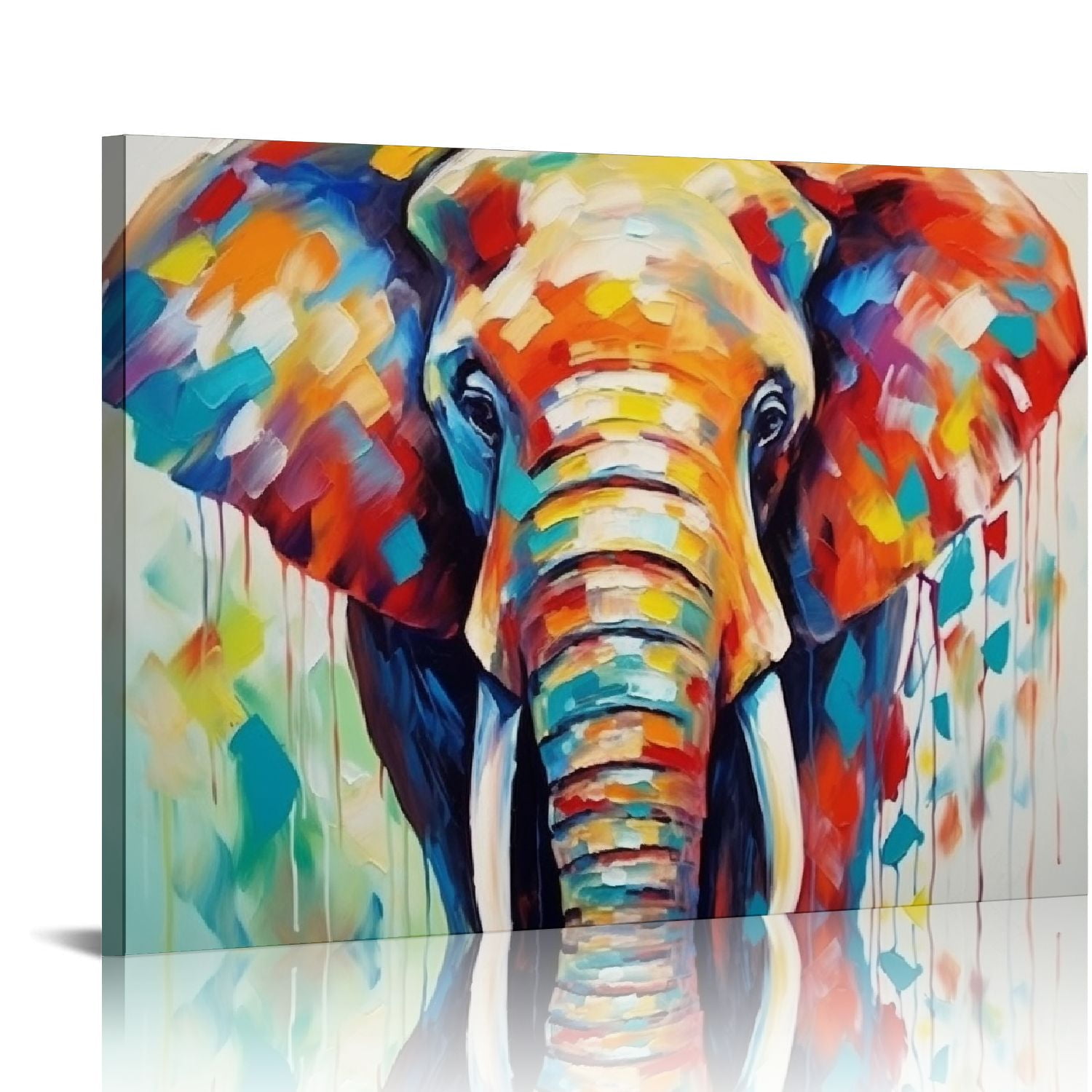 COMIO Abstract Elephant Canvas Wall Art Modern Colorful Animal Pictures ...