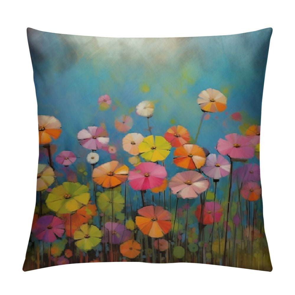 COMIO Abstract Floral Watercolor Painting Throw Pillow Cover Colorful ...