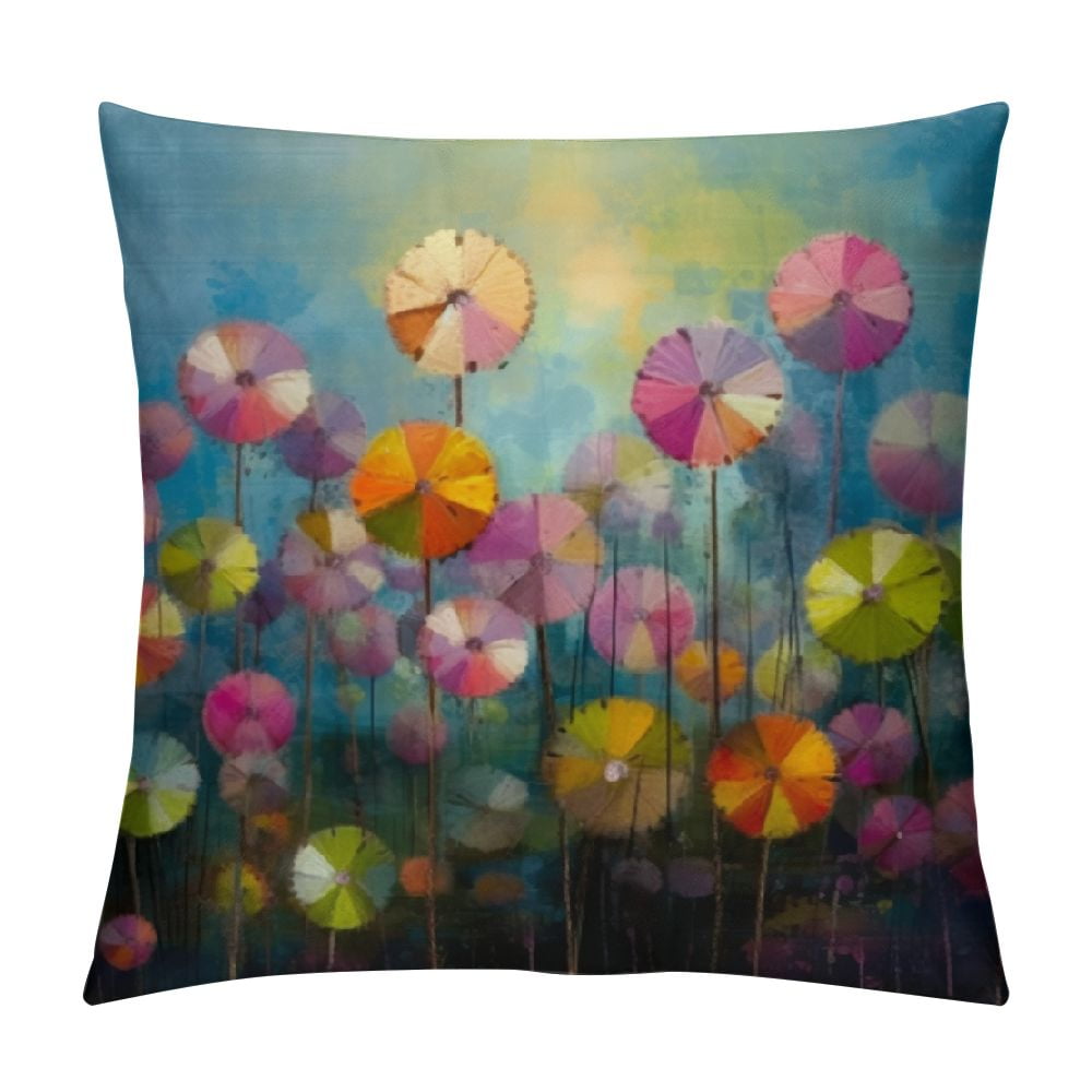 COMIO Abstract Floral Watercolor Painting Throw Pillow Cover Colorful ...