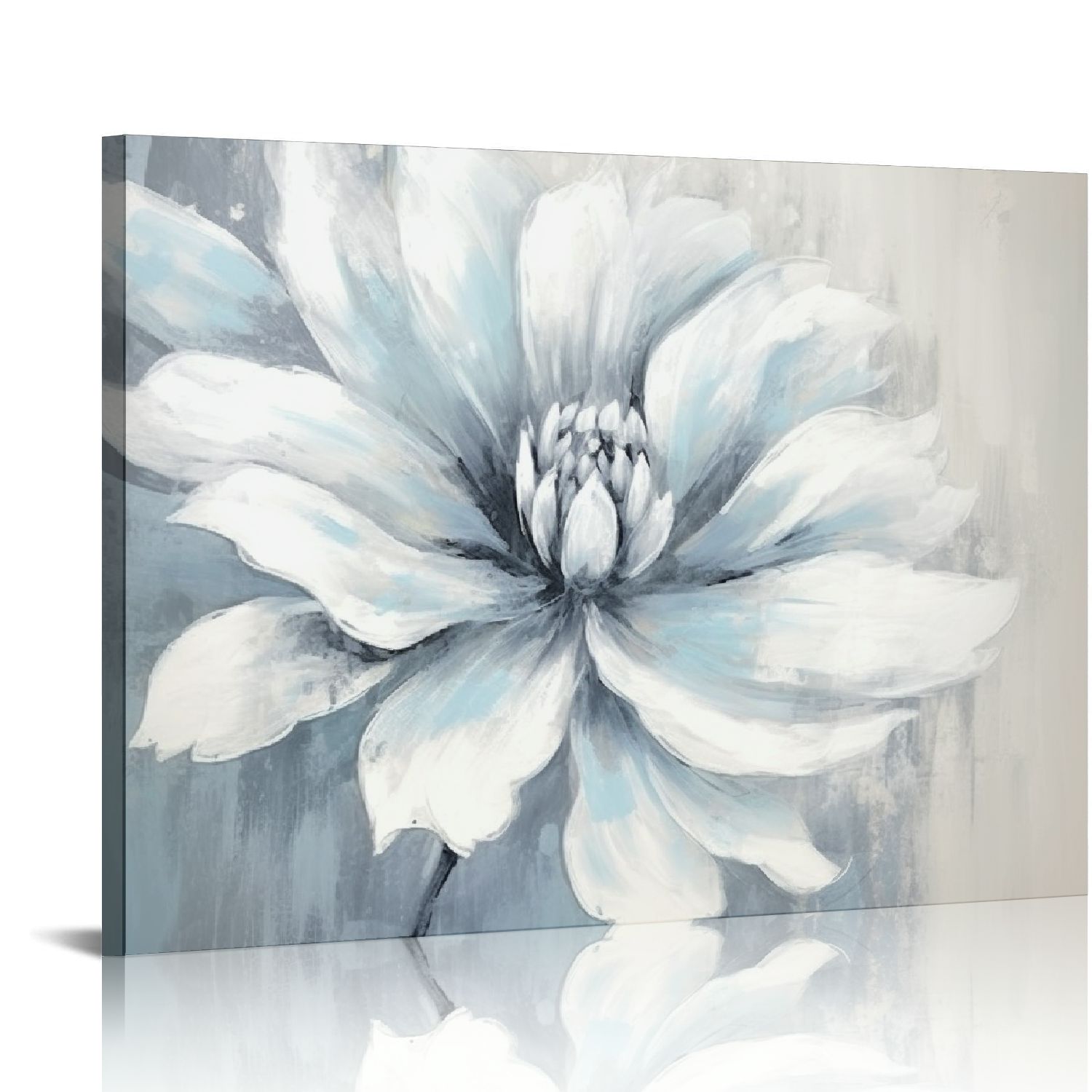 COMIO Abstract Flower Canvas Wall Art: Elegant White Modern Floral ...