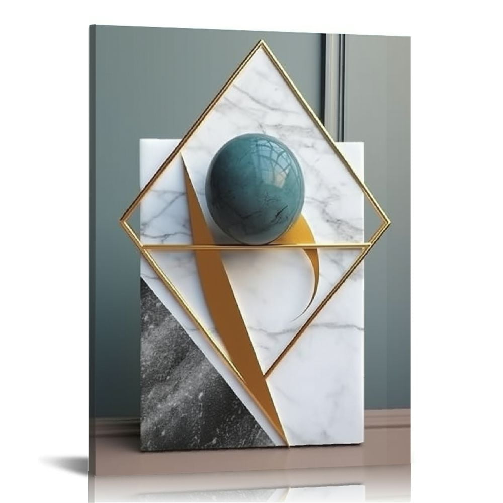 COMIO Abstract Framed Canvas Wall Art, Geometry Art Shape Pattern ...