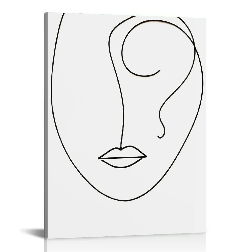 COMIO Abstract Line Woman Face Wall Art Minimalist Line Art Print ...
