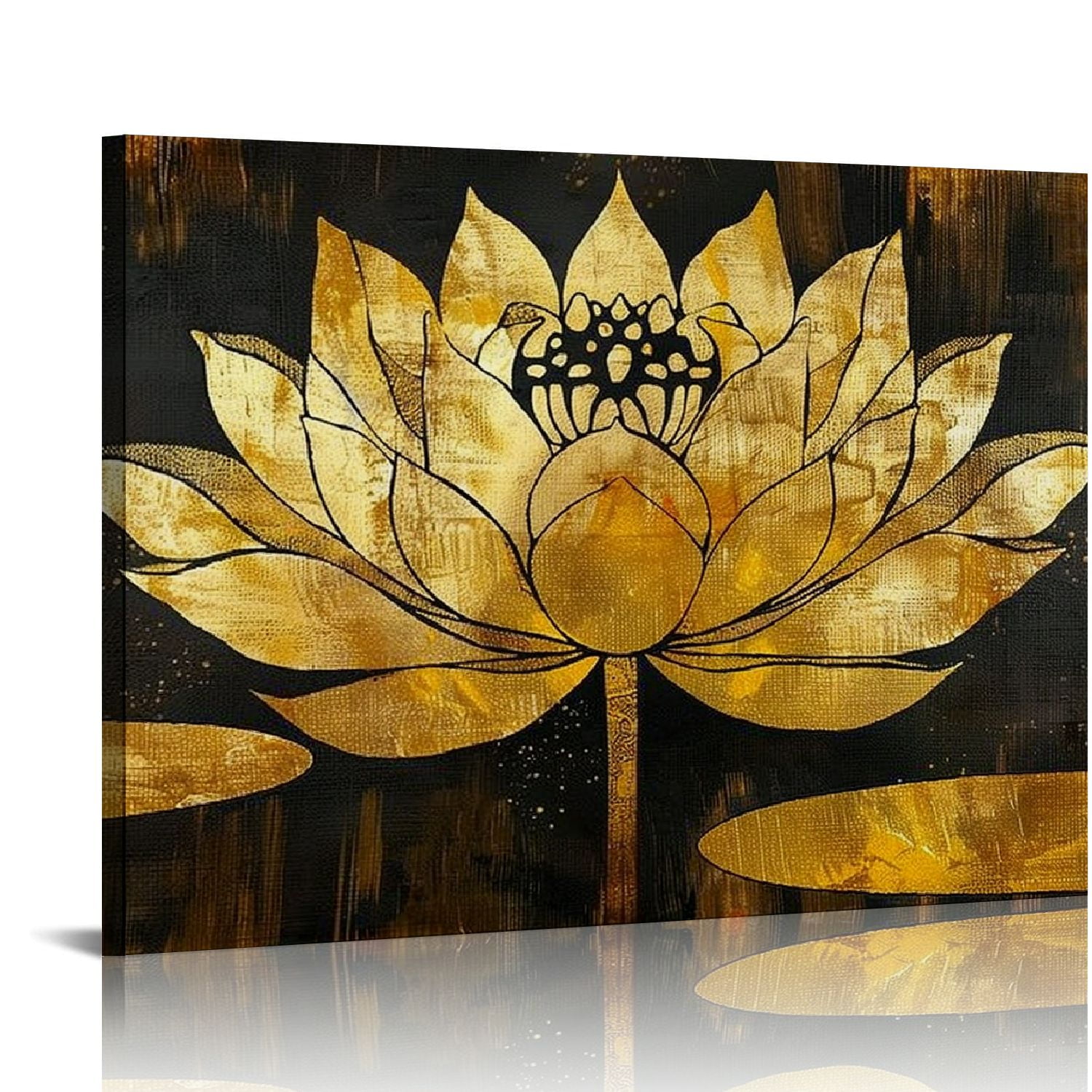 COMIO Abstract Lotus Canvas Wall Art Water Lily Flower Picture Print ...