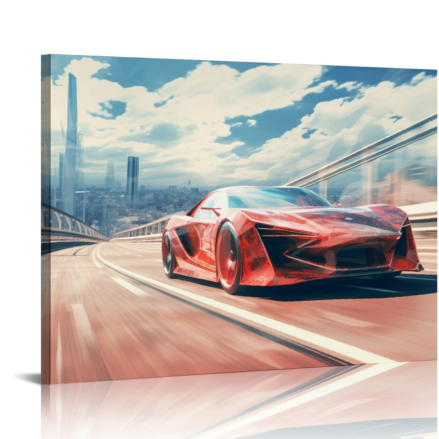 COMIO Abstract Red Speedy Car Poster Wall Art Sports Car Canvas Prints ...