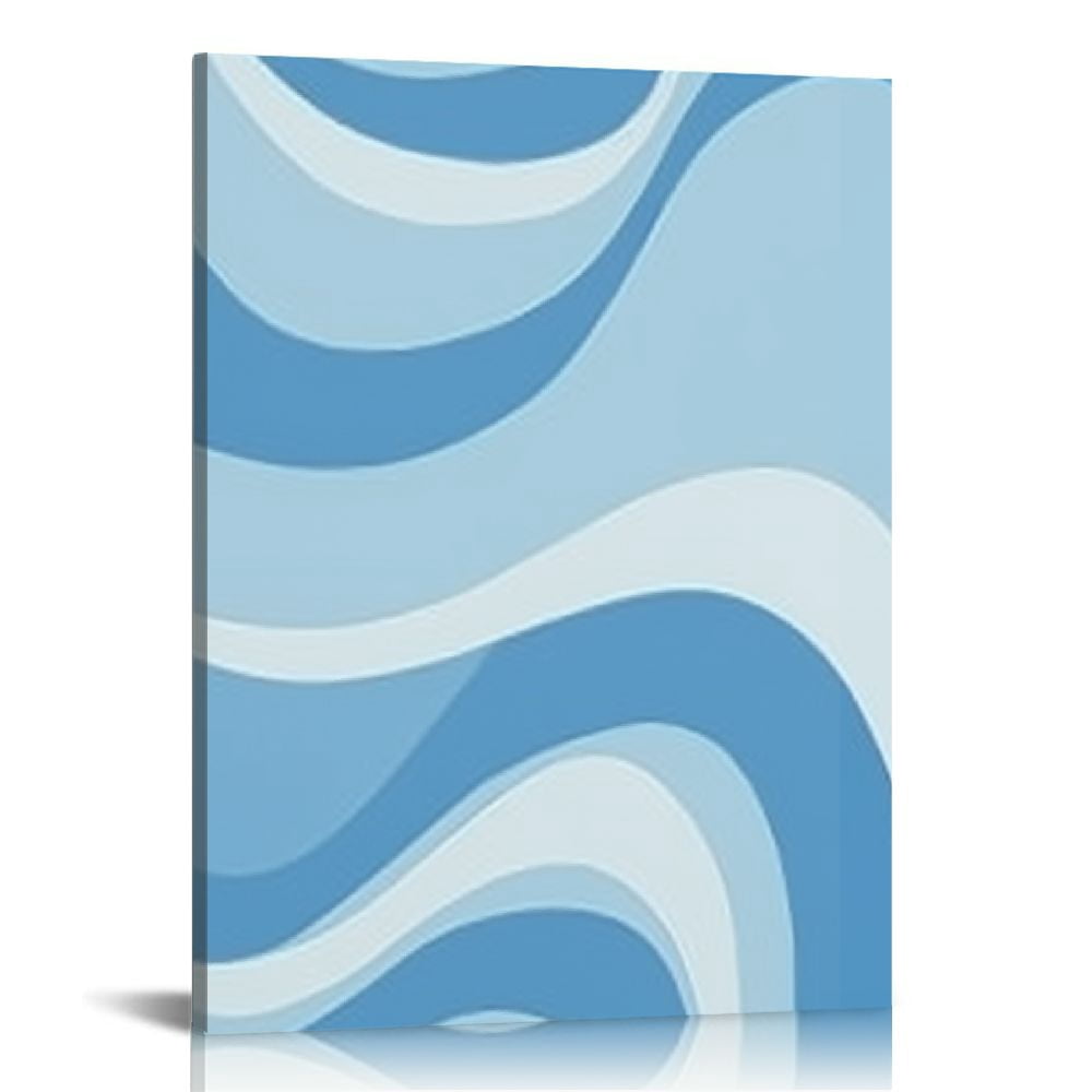 COMIO Abstract Sky Blue Gradient Melt Wave 70s Retro Framed Wall Art ...
