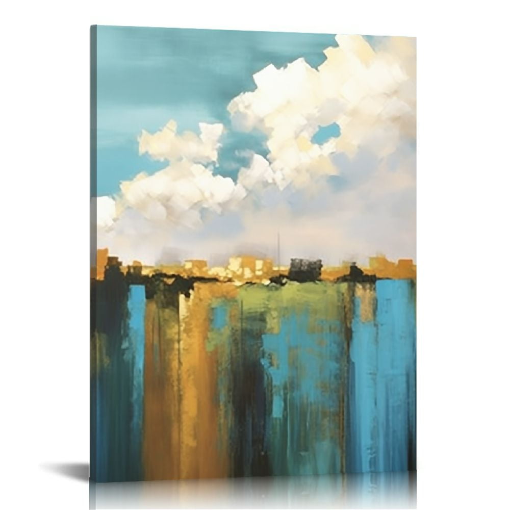 COMIO Abstract Skyline Picture Reflection Arts: Blue and Golden Graphic ...