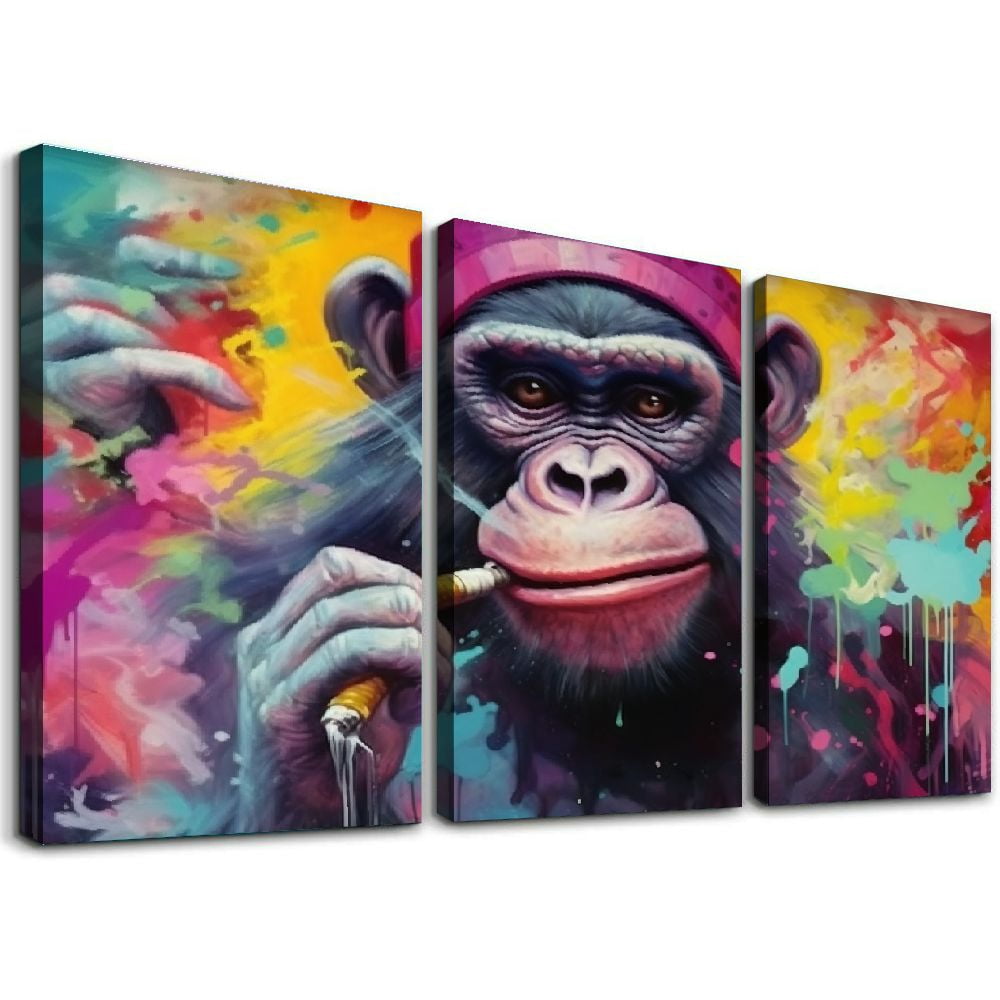COMIO Abstract Smoking Monkey Poster Graffiti Gorilla Animal Prints ...