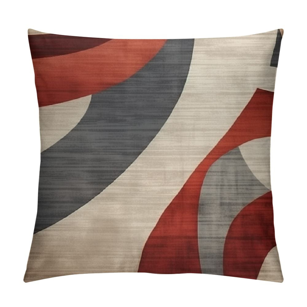 COMIO Abstract Spiral Throw Pillow Cover Retro Burgundy Red Gray ...