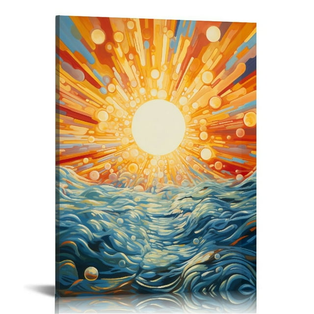COMIO Abstract Sun Sunrise Sunset Wall Art Canvas Minimalist Wall Art ...
