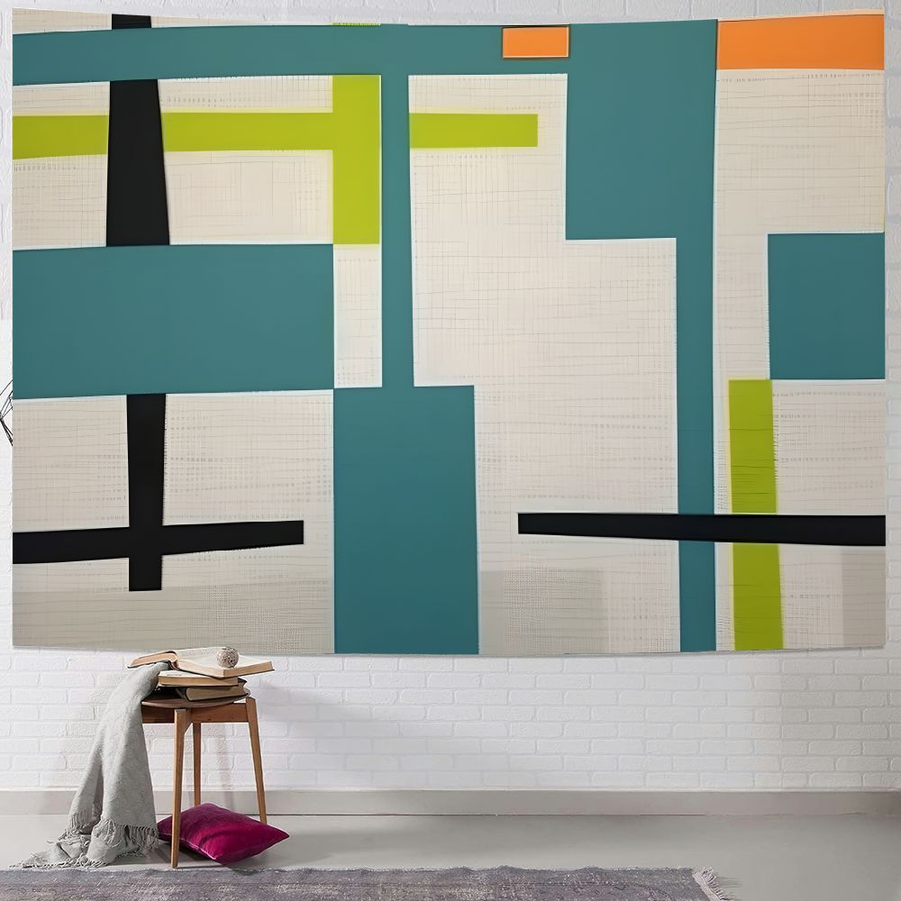 COMIO Abstract Teal Chartreuse Blue Green Grey Geometric Regular ...