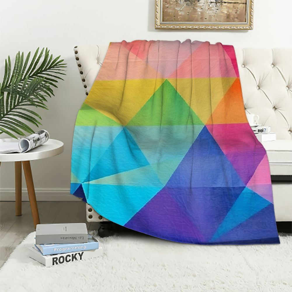 COMIO Abstract Throw Blanket, Rainbow Themed Various Abstract ...