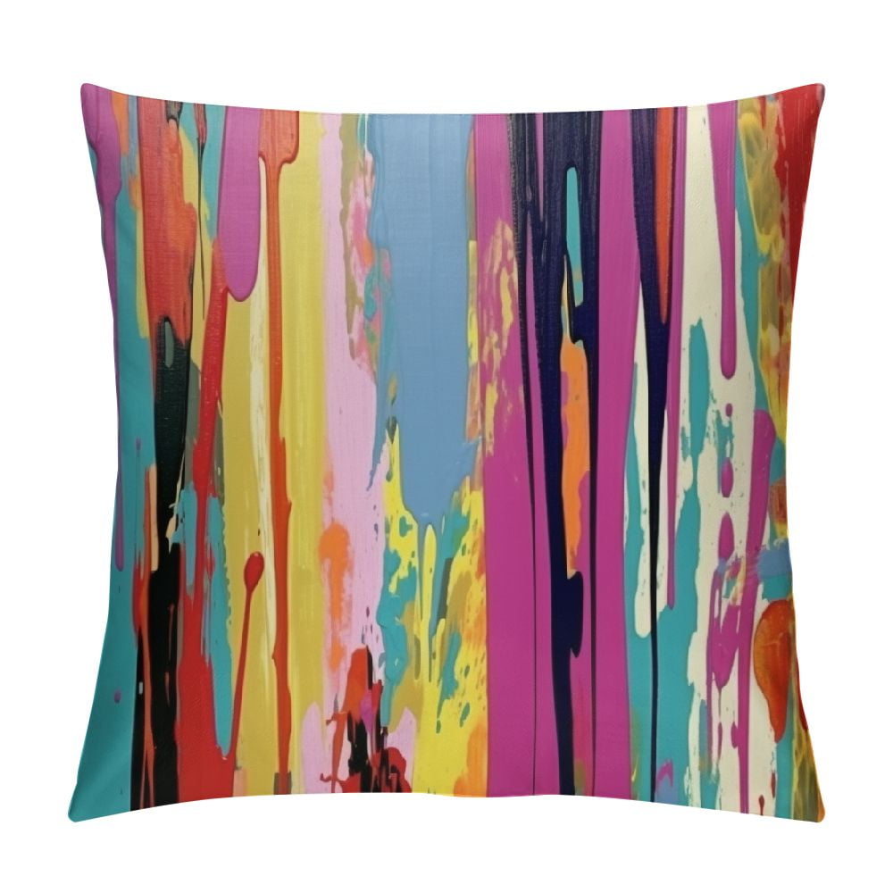 COMIO Abstract Throw Pillow Cushion Cover, Multicolored Expressionist ...