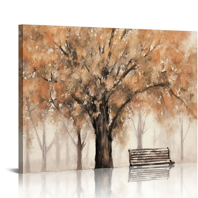 COMIO Abstract Tree Canvas Wall Art - Blossom Picture Autumn Leaf ...