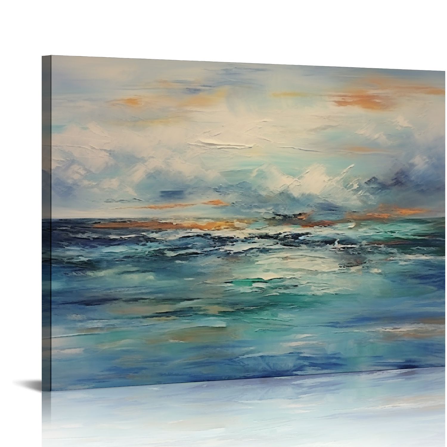 COMIO Abstract Wall Art Handmade Blue Modern Oil Painting Canvas ...