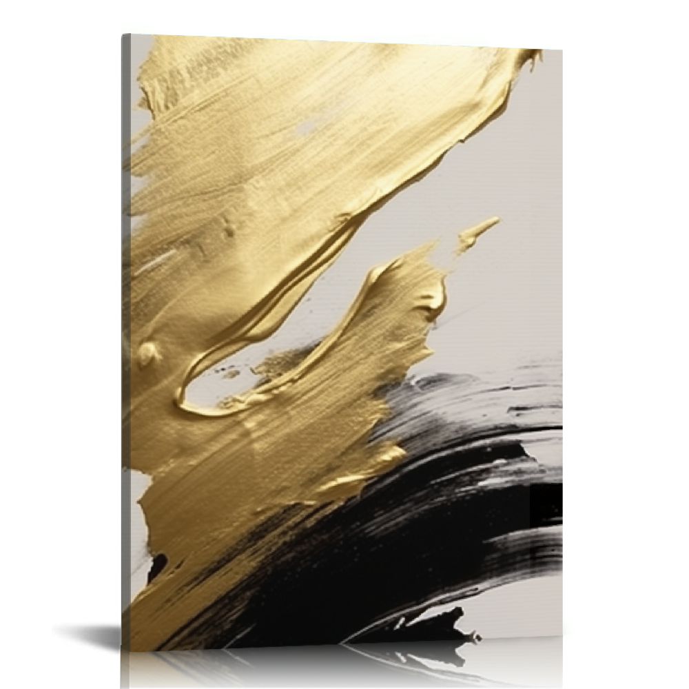 COMIO Abstract Wall Decor Black & Brown Curve Ink Stroke with Lines ...