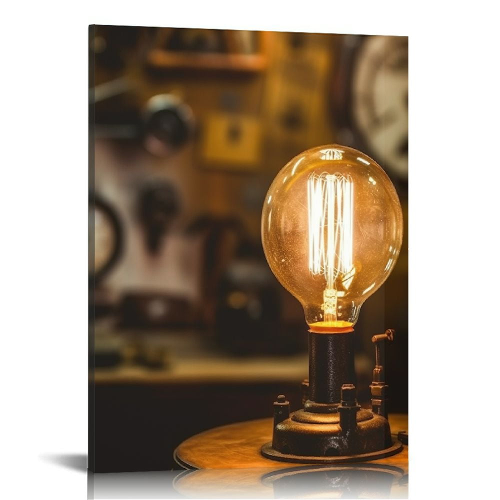 COMIO Abstract Wall Decor Oil Painting on Canvas Light Bulb Canvas Wall ...