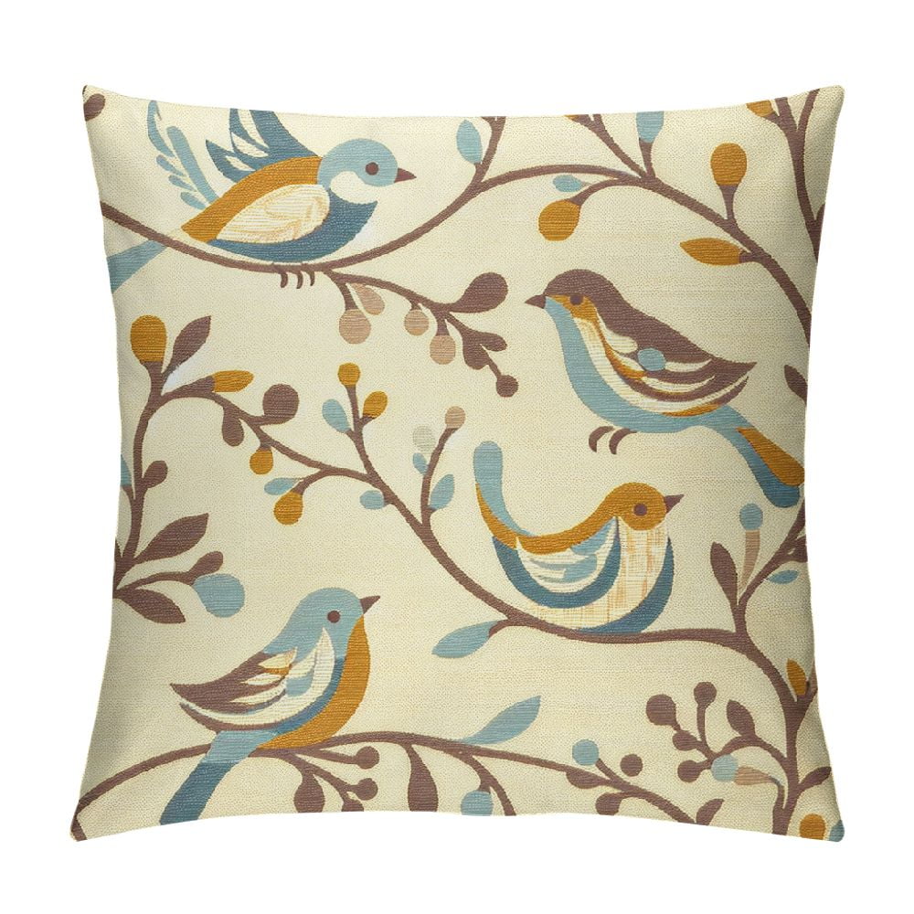 YANMS Adorable Bird Throw Pillow Cover Cute Robin Rustic Vintage Animal ...