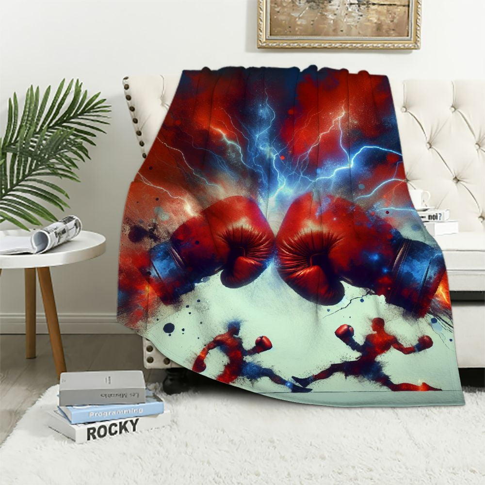 YANMS Adult Boxing Throw Blanket Throw Size, Sports Games Theme Sherpa ...