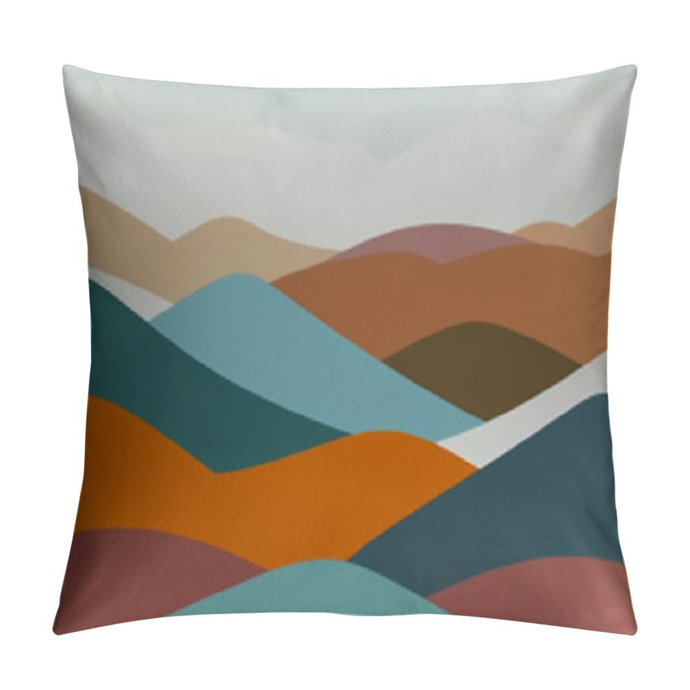 COMIO Adventure Camper Kids Room Rainbow Sun Mountain Throw Pillow ...