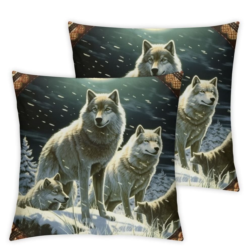 COMIO Aesthetic Decorative Howling Wolf Moonlight Wild Wolves 2-Piece ...
