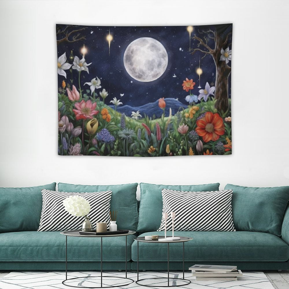 COMIO Aesthetic Moon Garden Tapestry Wall Hanging, Night Landscape with ...