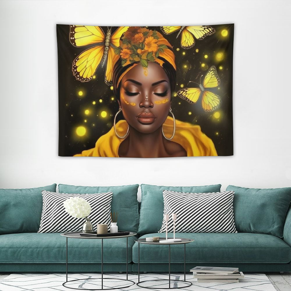 COMIO African American Tapestry For Women Room Black Art Tapestries Afro Women Wall Hanging With ...