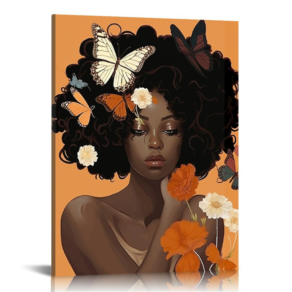 COMIO African American Woman Art, Fashion Art, Woman Fashion Portrait, Black Girl wall Art ...