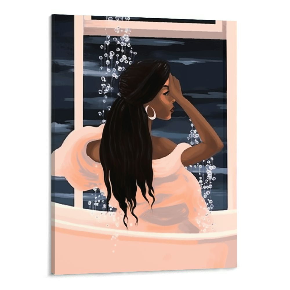 COMIO African American Woman Wall Art for Bathroom Boho Black Woman Wall Art Decor Modern ...