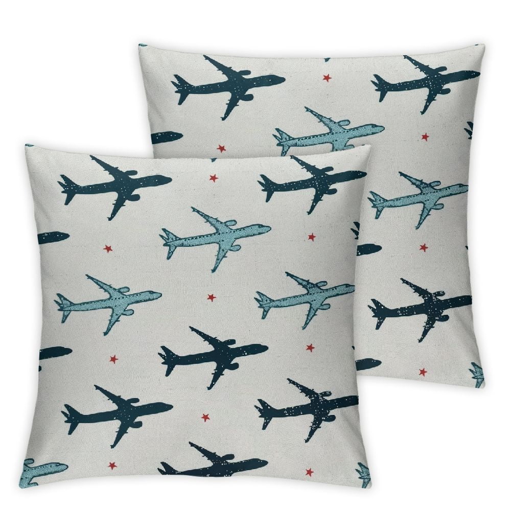 QZHH Airplane Pillow Cushion Cover Diagonal Stripes Travel Silhouettes ...