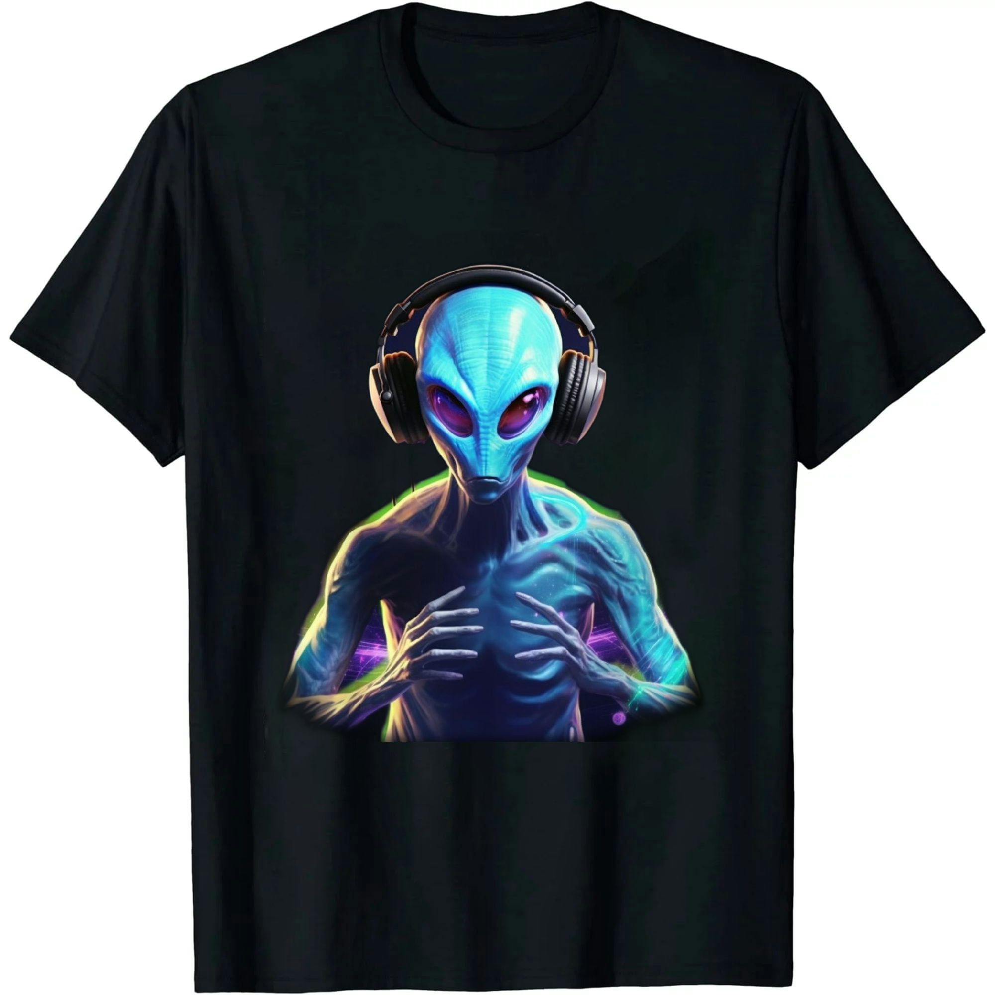 COMIO Alien Cyborg DJ Robot Record Techno Music Cool Aliens T-Shirt ...