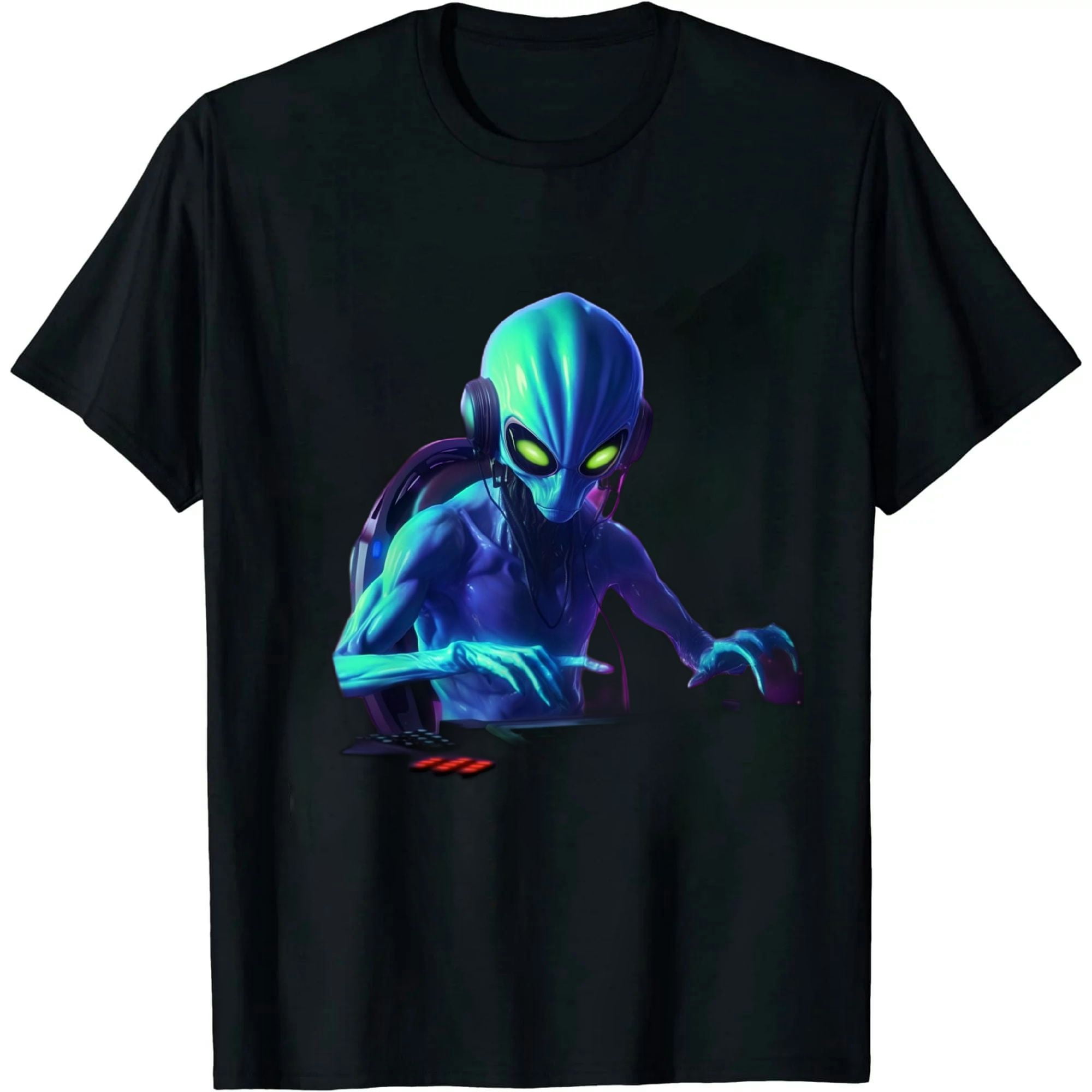 COMIO Alien Cyborg DJ Robot Record Techno Music Cool Aliens T-Shirt ...