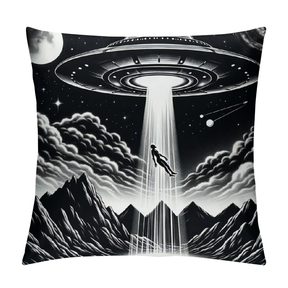 COMIO Alien Spaceship Rectangle Pillow Cases Abduction of A Human On ...