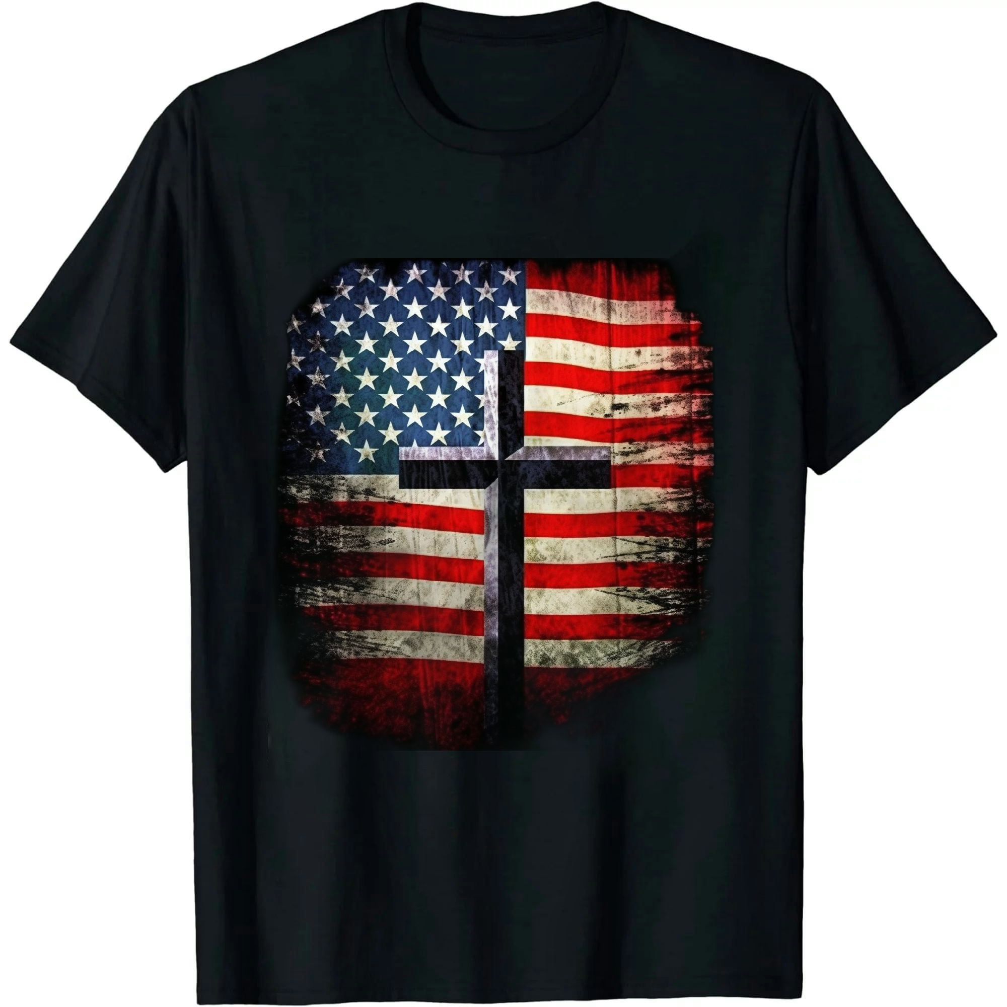 COMIO American Flag Cross Christmas Patriotic Religious Christian T ...