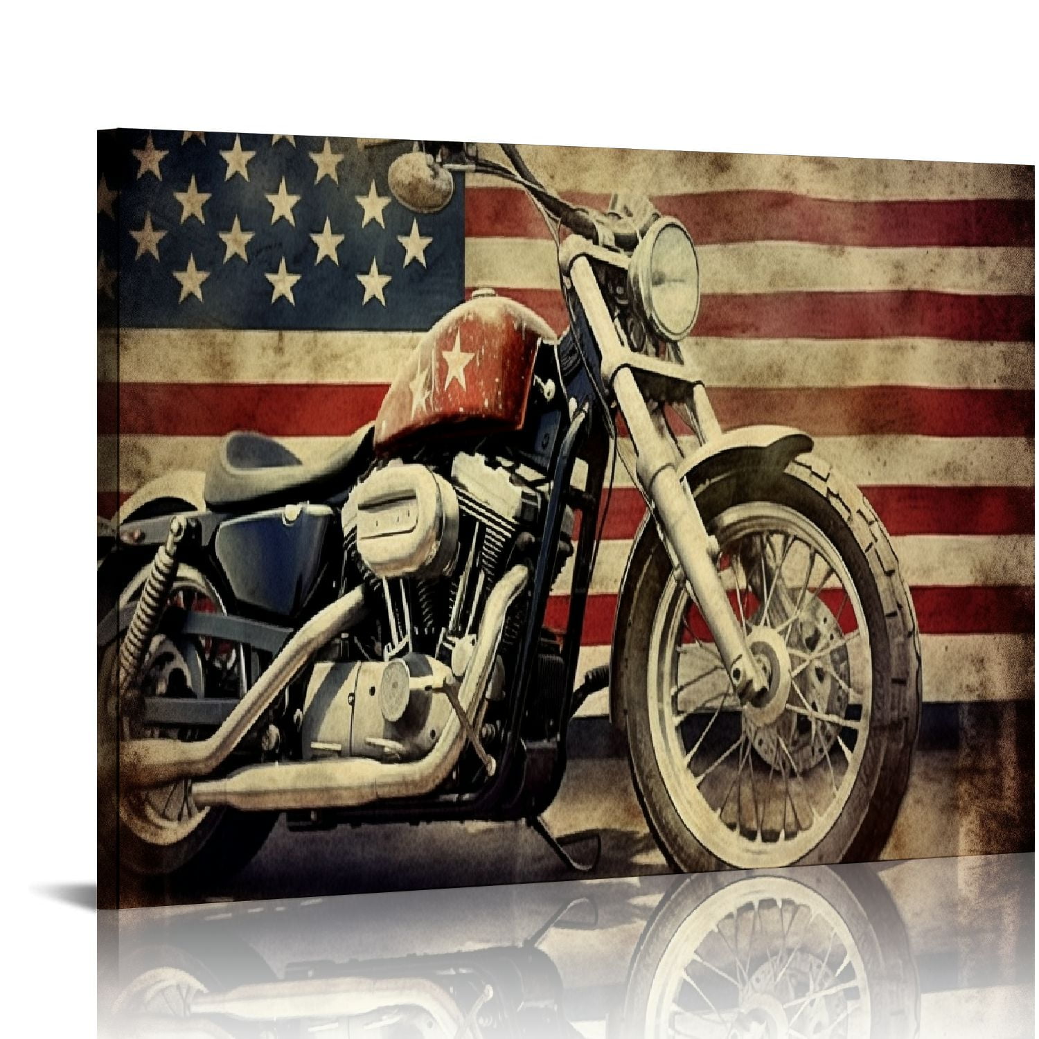COMIO American Flag Motorcycle Wall Art Motorcycle Wall Decor American ...
