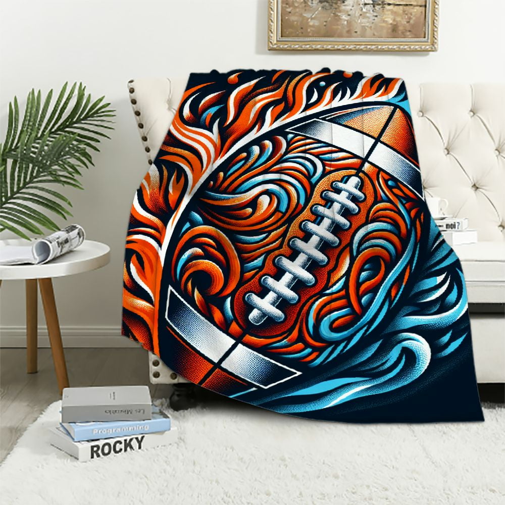 COMIO American Football Rugby Flannel Throw Blanket American Football ...