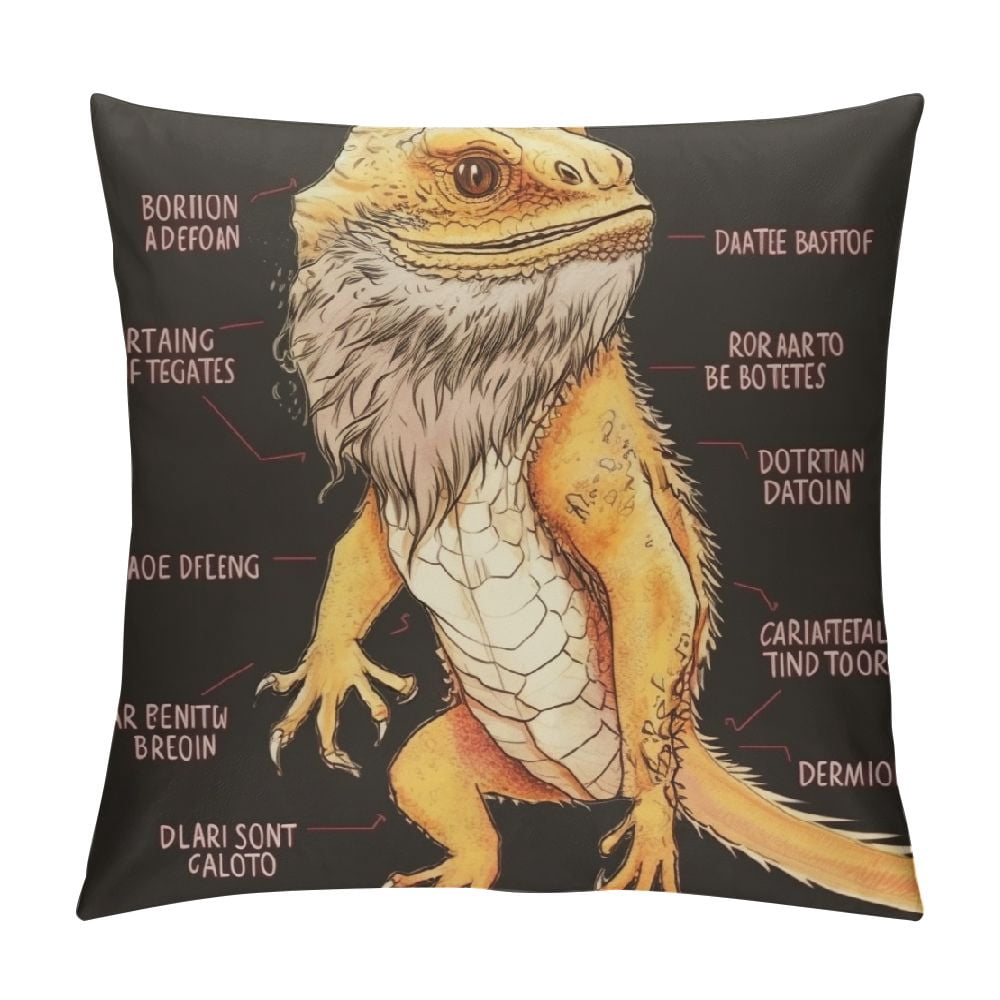 COMIO Anatomy of A Bearded Dragon Throw Pillow Covers,Funny Bearded ...