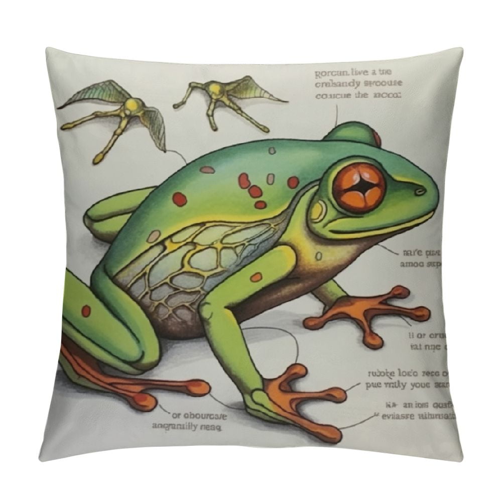 MLJA Anatomy of A Tree Frog Throw Pillow Cover Decoration for Home ...