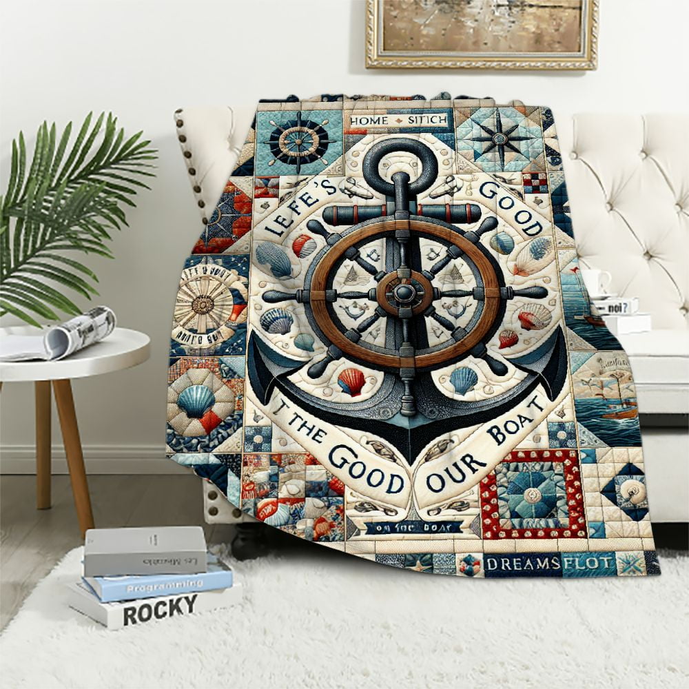 COMIO Anchor Ocean Blanket for Woman Nautical Ship Anchors Throw ...