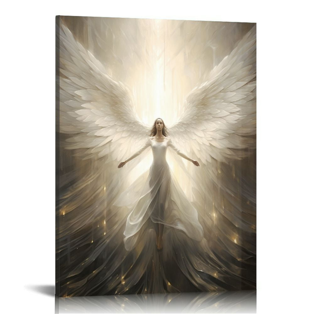 COMIO Angel Pictures Wall Decor Angel White Wings Canvas Wall Art ...