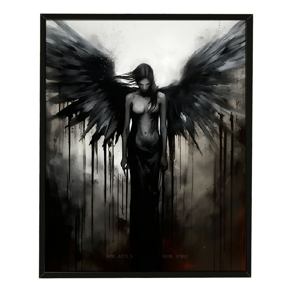 COMIO Angel Wall Art Black and White Angel Wings Canvas Wall Art Devil ...