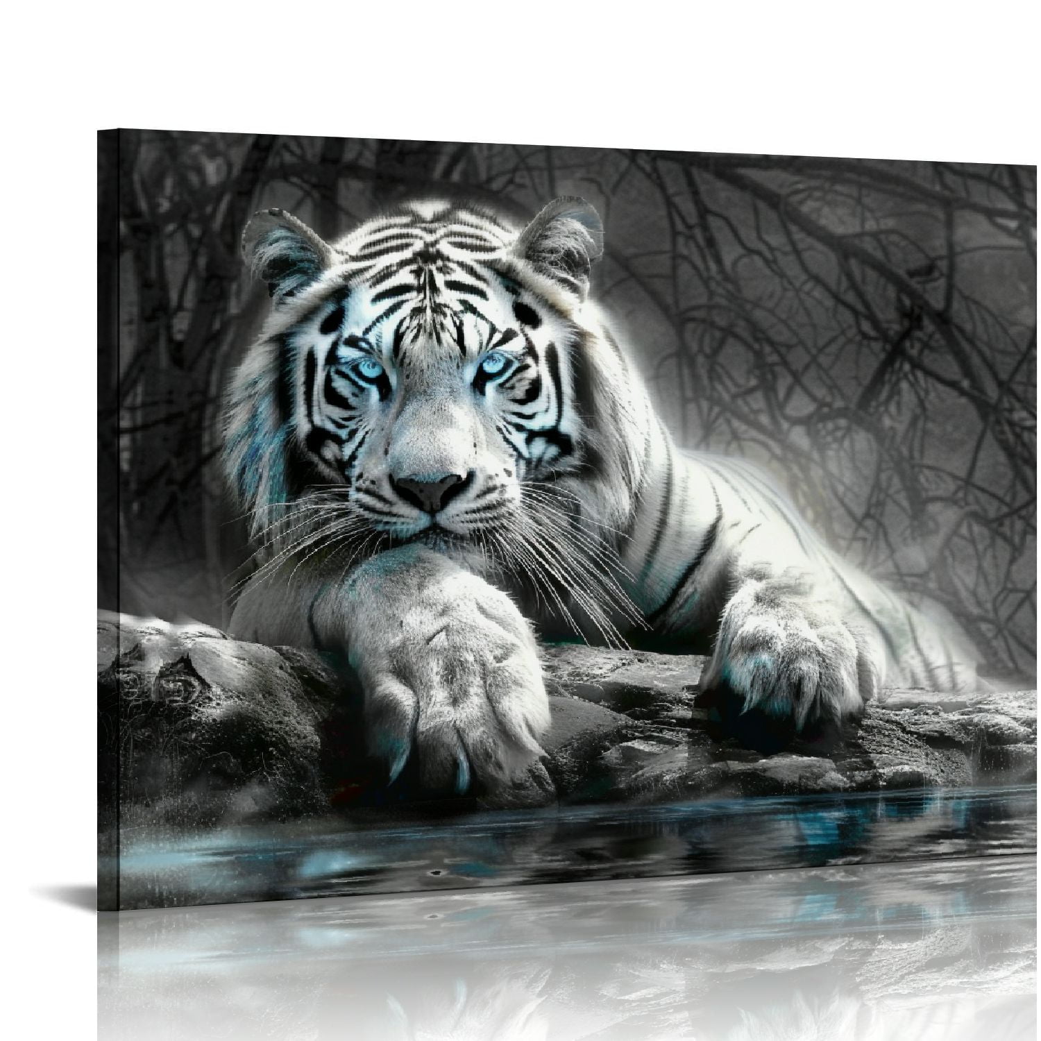 COMIO Animal Black and White Tiger Canvas Wall Art Picture Tiger ...