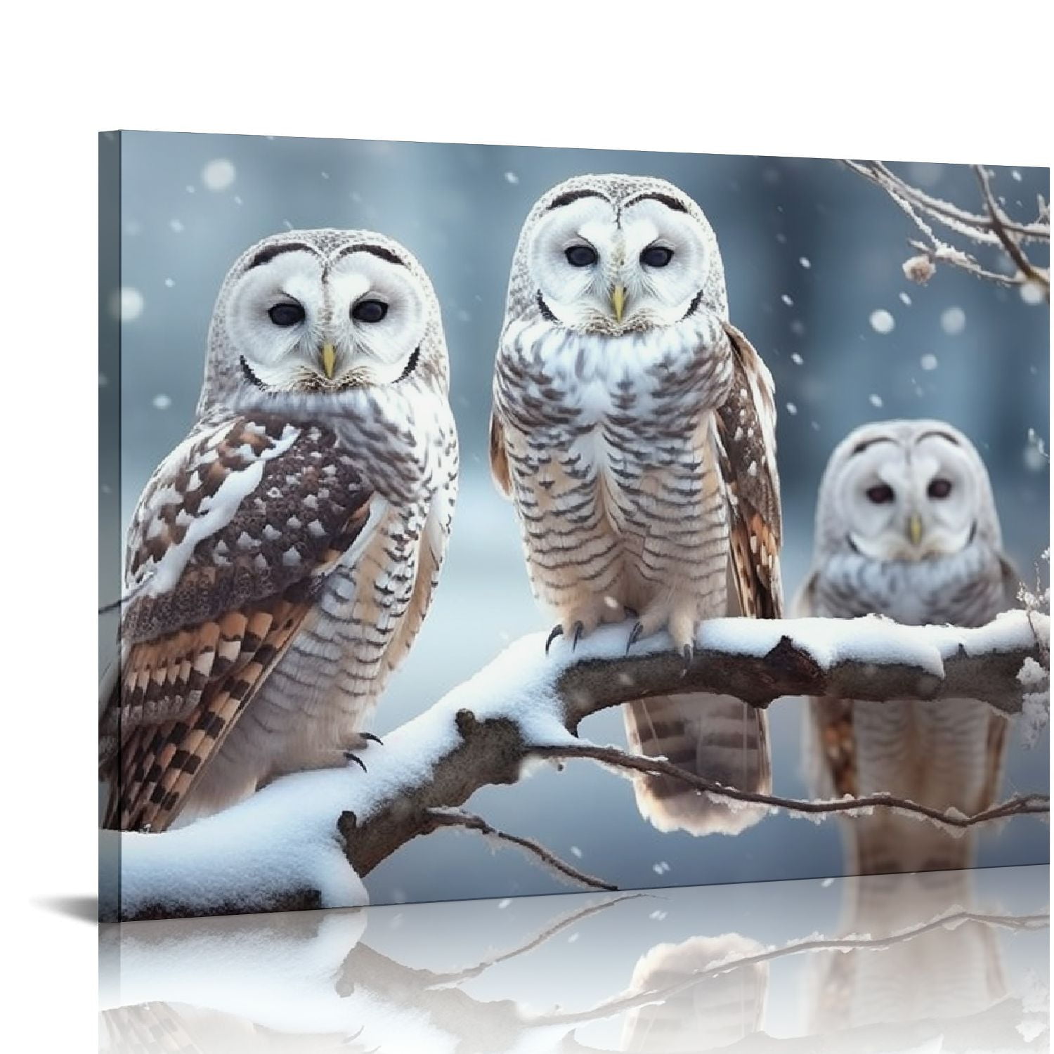 COMIO Animal Canvas Poster Art - Snowy Owl - Snowy Winter Day - Modern ...