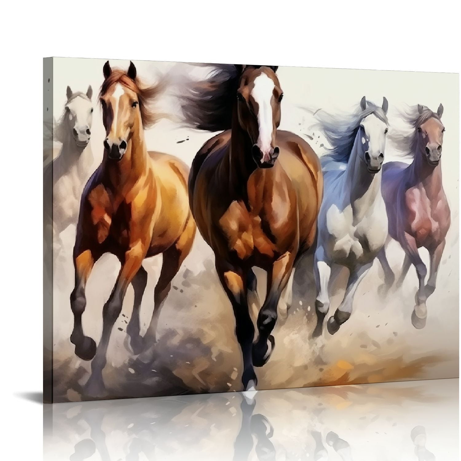 COMIO Animal Canvas Wall Art Four Galloping Horse Picture Print on ...
