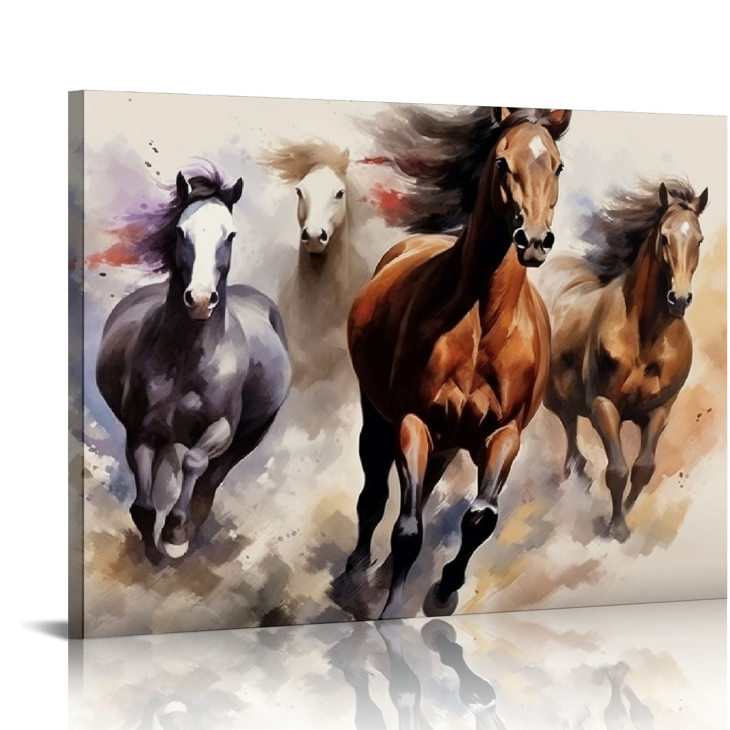 COMIO Animal Canvas Wall Art Four Galloping Horse Picture Print on ...