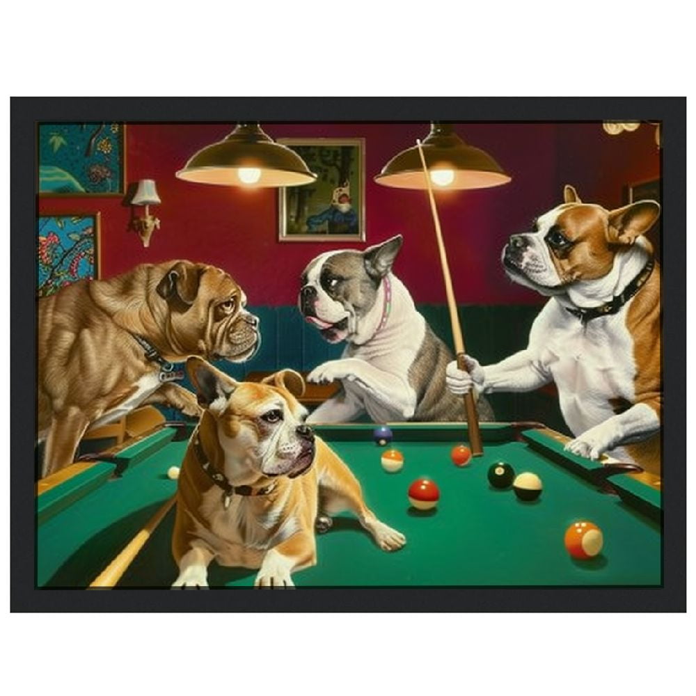 COMIO Animal Dogs Playing Pool Billiards Poster Decorative Painting ...